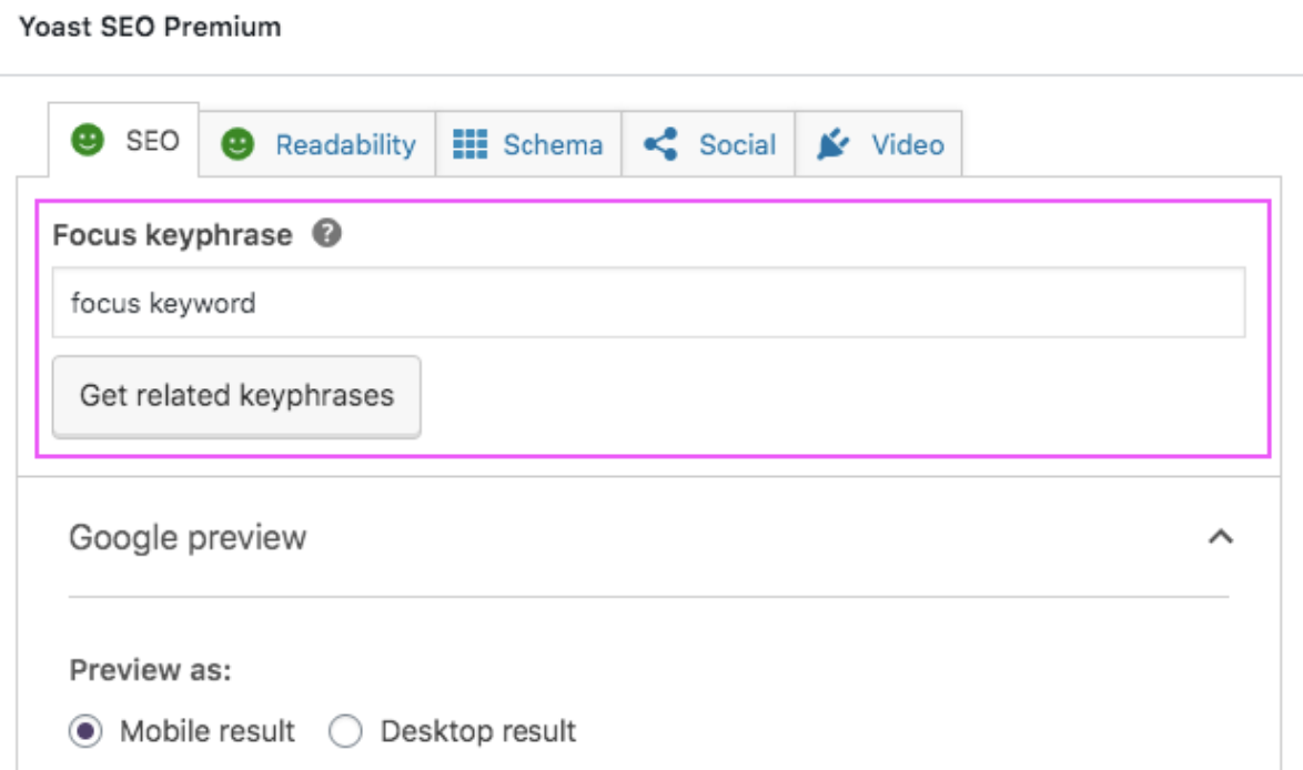Focus Keyphrase - FatRank